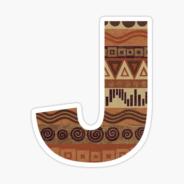"Letter J Leather Look Pattern Tribal Ethnic Monogram Initial" Sticker ...
