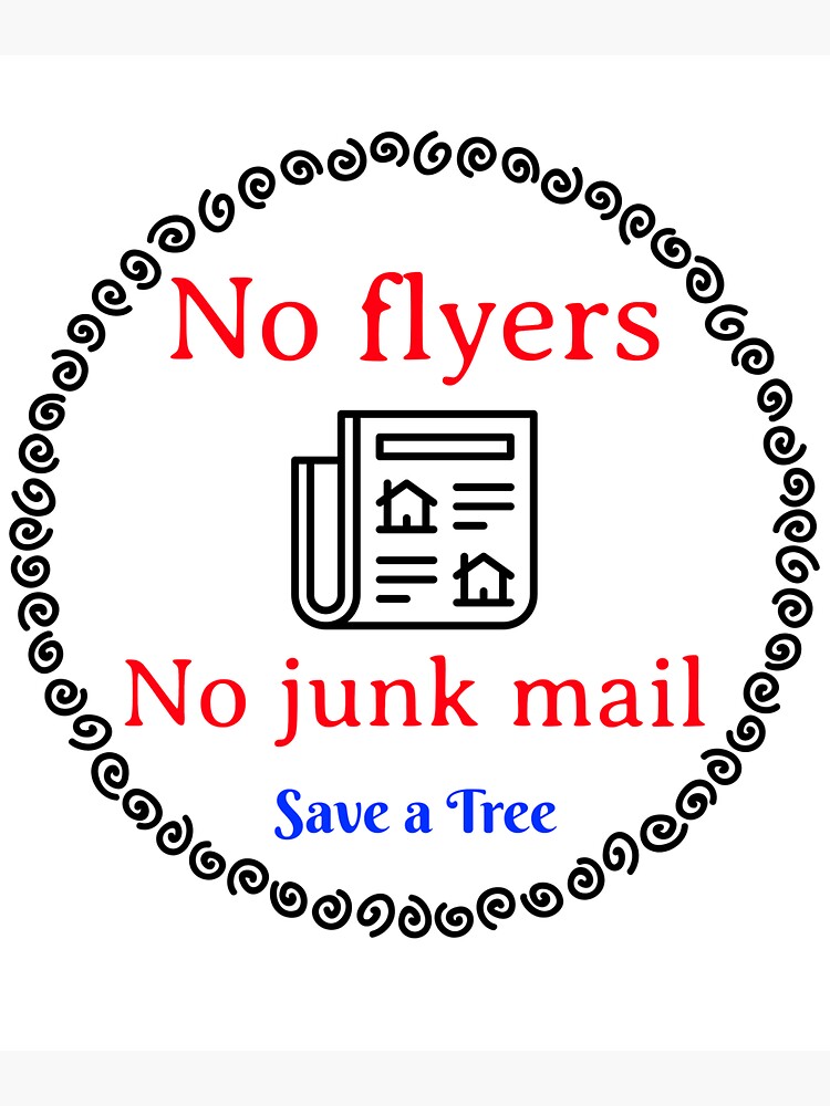 "No flyers, No junk mail, Save a Tree- square" Sticker for Sale by ...