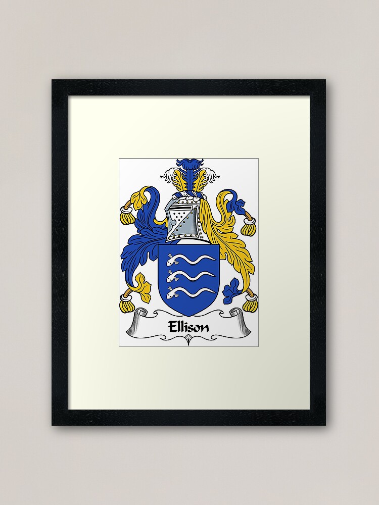 "Ellison Coat of Arms / Ellison Family Crest" Framed Art Print for Sale ...