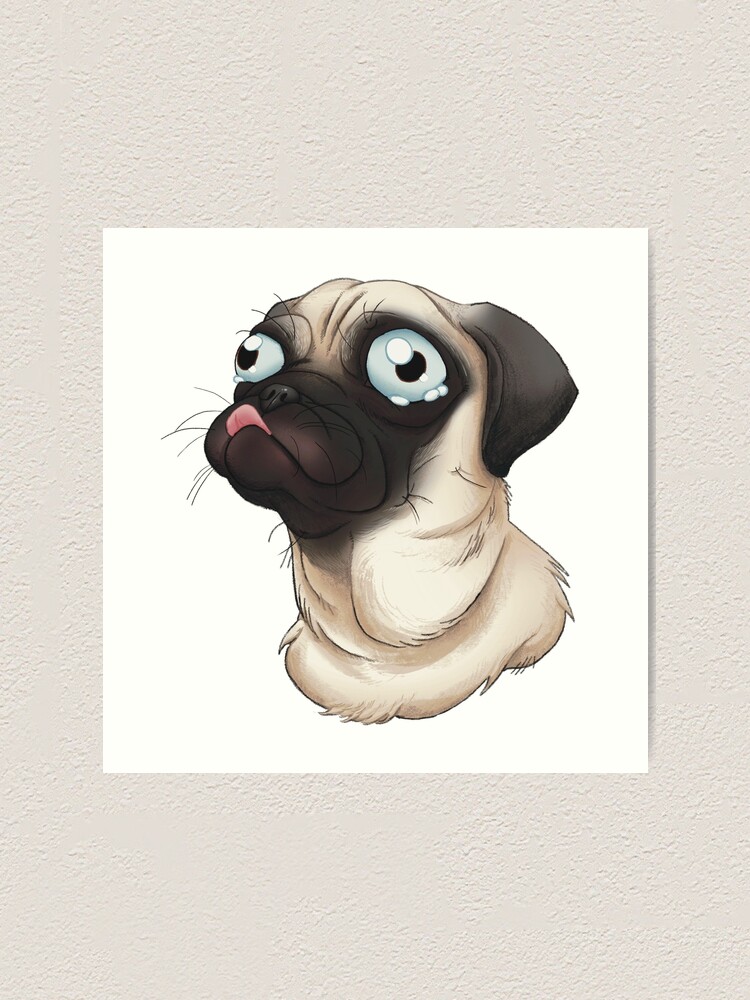 "Pug awkward funny cute dog cartoon with tongue sticking out sassy ...