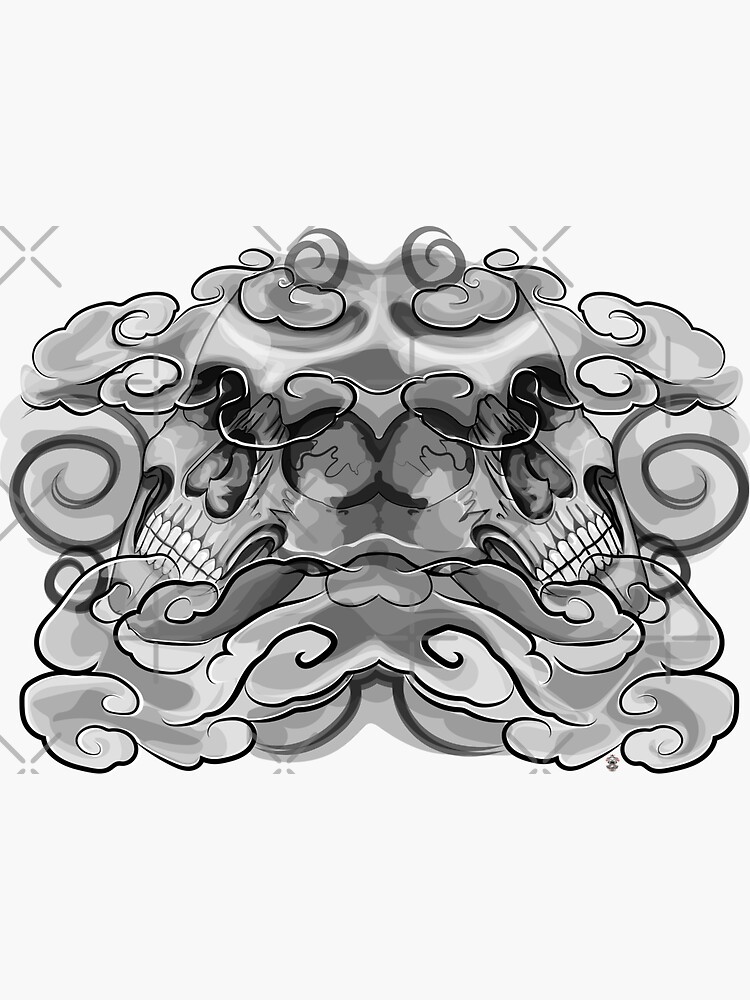 "Double skull" Sticker for Sale by Crazyartsale | Redbubble