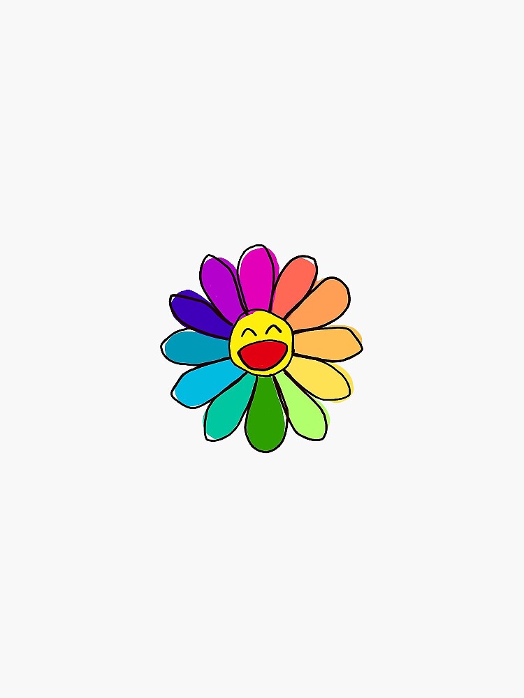 "Rainbow Flower Drawing" Sticker for Sale by Kostrem | Redbubble