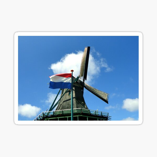 "Dutch Windmill and Flag" Sticker for Sale by GenAumonier | Redbubble