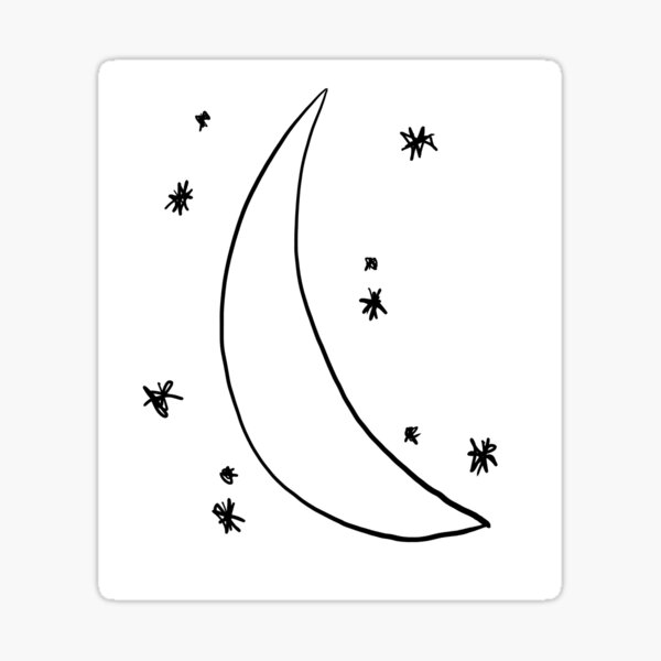 "Moon and stars line drawing" Sticker for Sale by artfortheworld ...