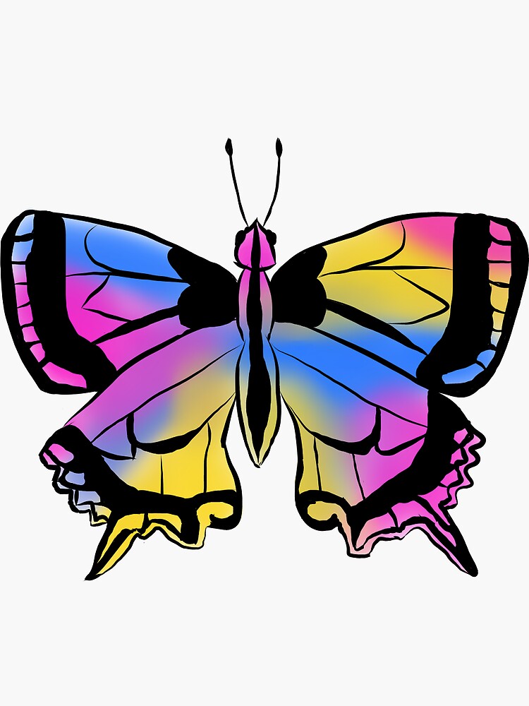 "Pan Pride Butterfly" Sticker for Sale by becfromthedead | Redbubble