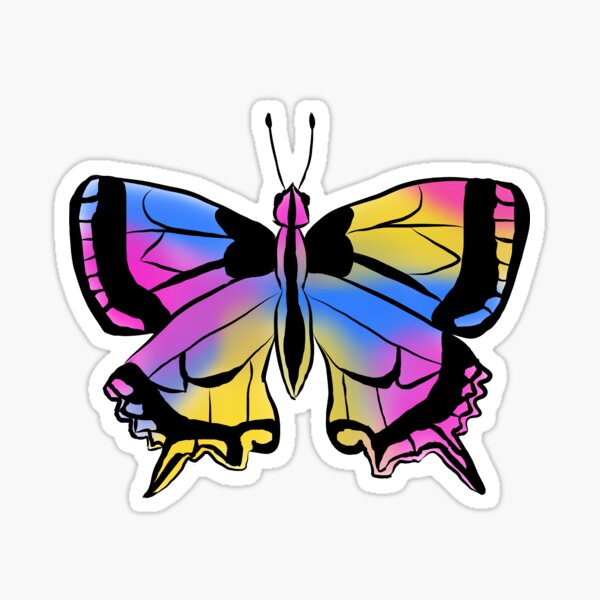 "Pan Pride Butterfly" Sticker for Sale by becfromthedead | Redbubble