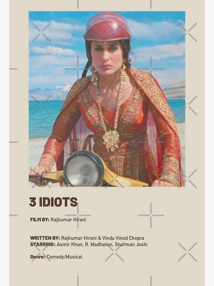 "3 Idiots - minimalist movie poster " Sticker for Sale by BollywoodAI ...