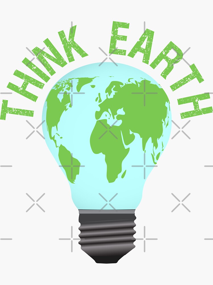 ""Think Earth" Planet Lightbulb" Sticker for Sale by PanosTsalig ...