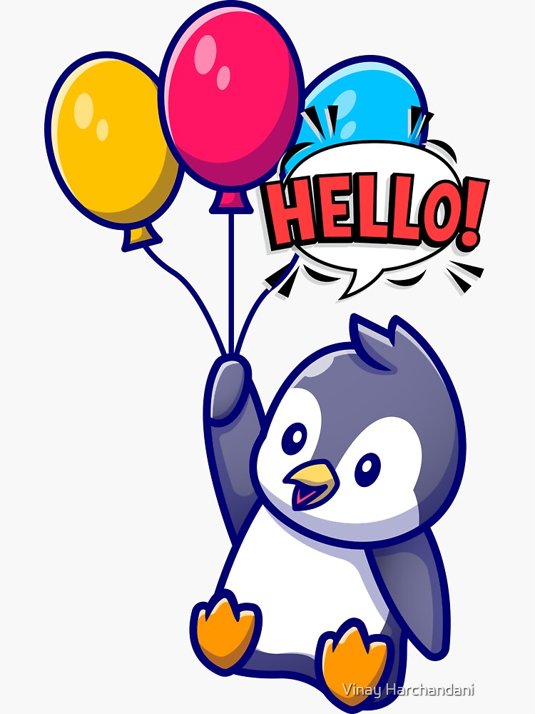 "Penguin Hello to all " Sticker for Sale by VINAY193 | Redbubble
