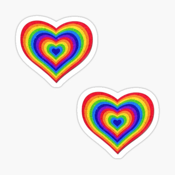 "rainbow hearts" Sticker by redbubblehannah | Redbubble
