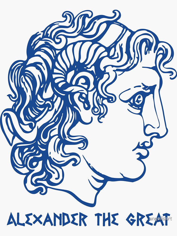 Pegatina «Alejandro Magno - edición azul.» de angelisart | Redbubble
