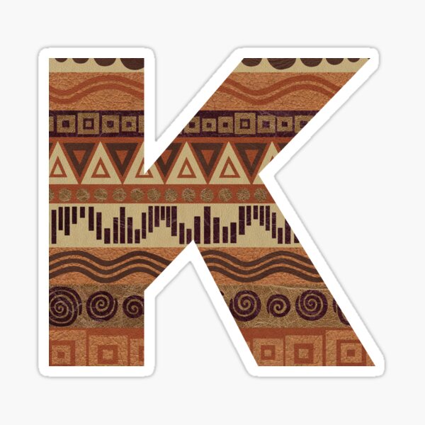 "Letter K Leather Look Pattern Tribal Ethnic Monogram Initial" Sticker ...