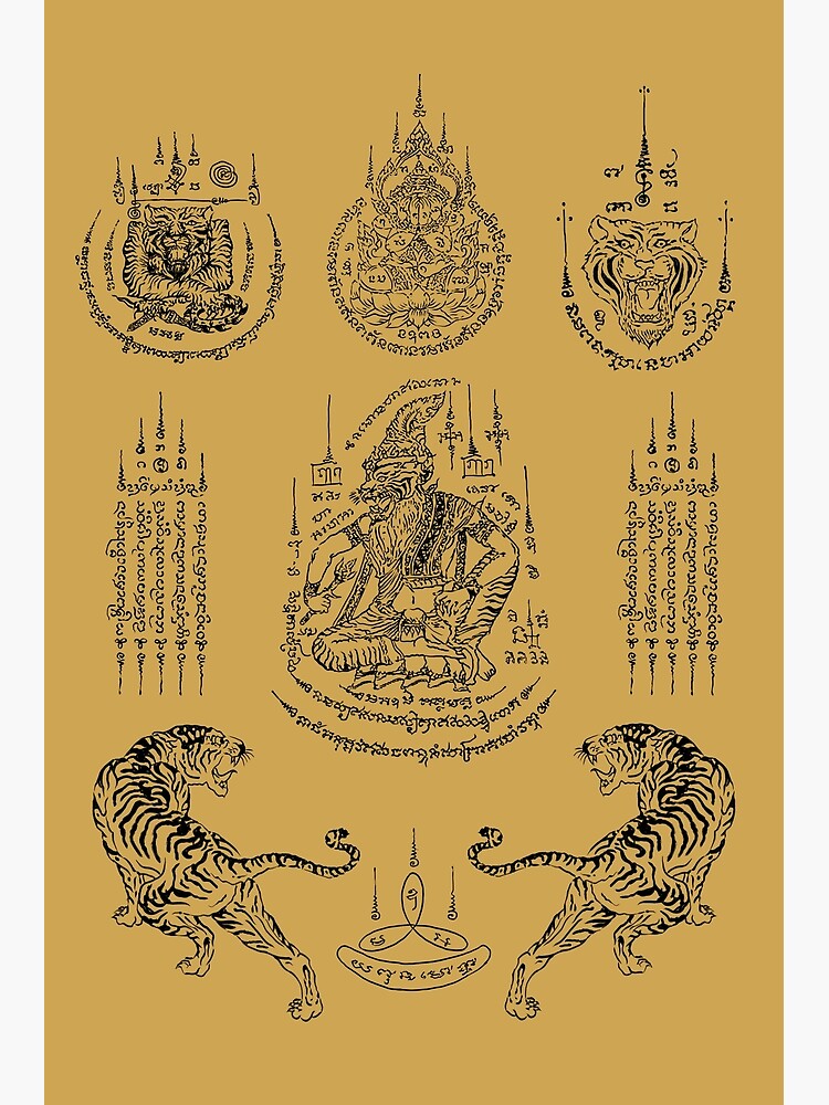 "Sak Yant Traditional Thai Tattoo V01" Poster for Sale by Simbology ...