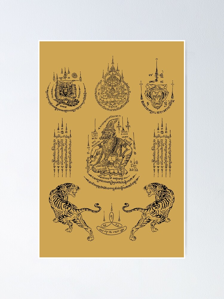 "Sak Yant Traditional Thai Tattoo V01" Poster for Sale by Simbology ...