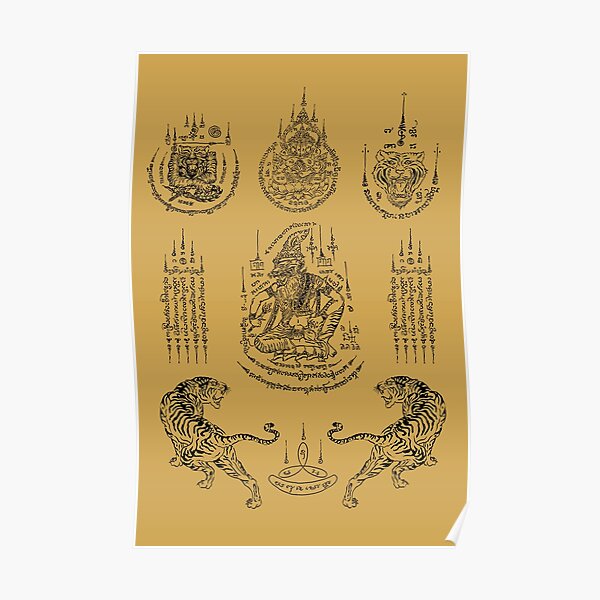 "Sak Yant Traditional Thai Tattoo V01" Poster for Sale by Simbology ...
