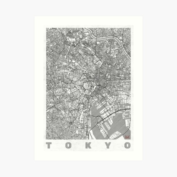 "Tokyo Map Line" Art Print by HubertRoguski | Redbubble