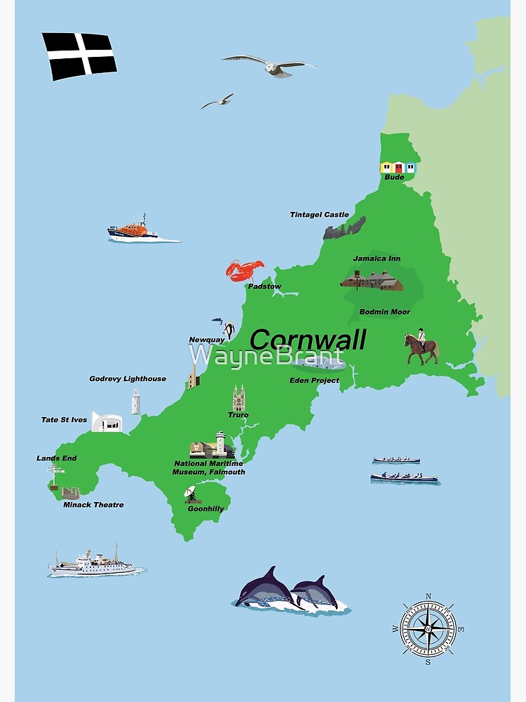 "Illustrated map of Cornwall" Poster for Sale by WayneBrant | Redbubble
