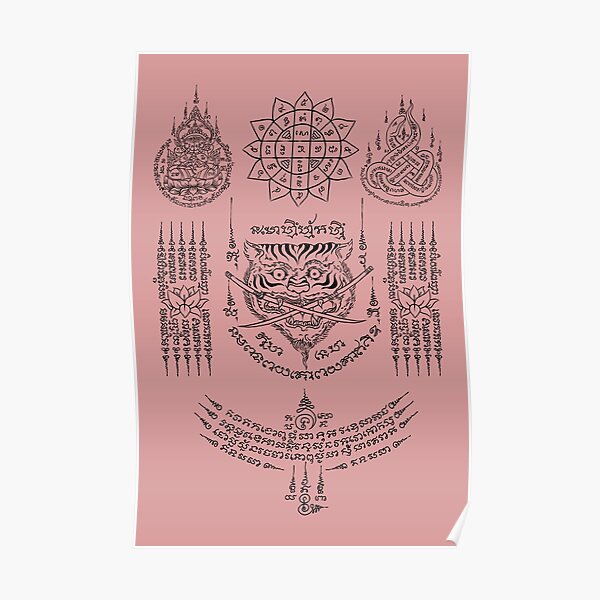 Póster «Sak Yant Traditional Thai Tattoo V02» de Simbology | Redbubble
