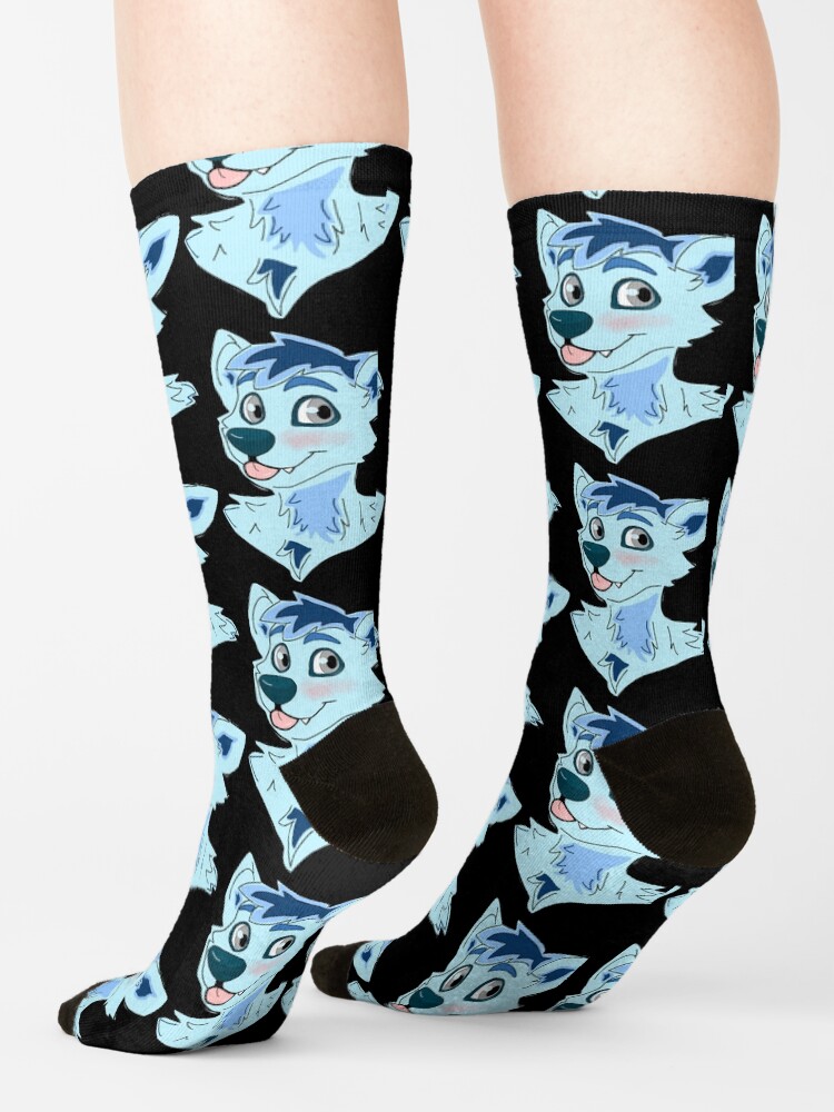 "blue wolf furry" Socks for Sale by kawaii-customs | Redbubble