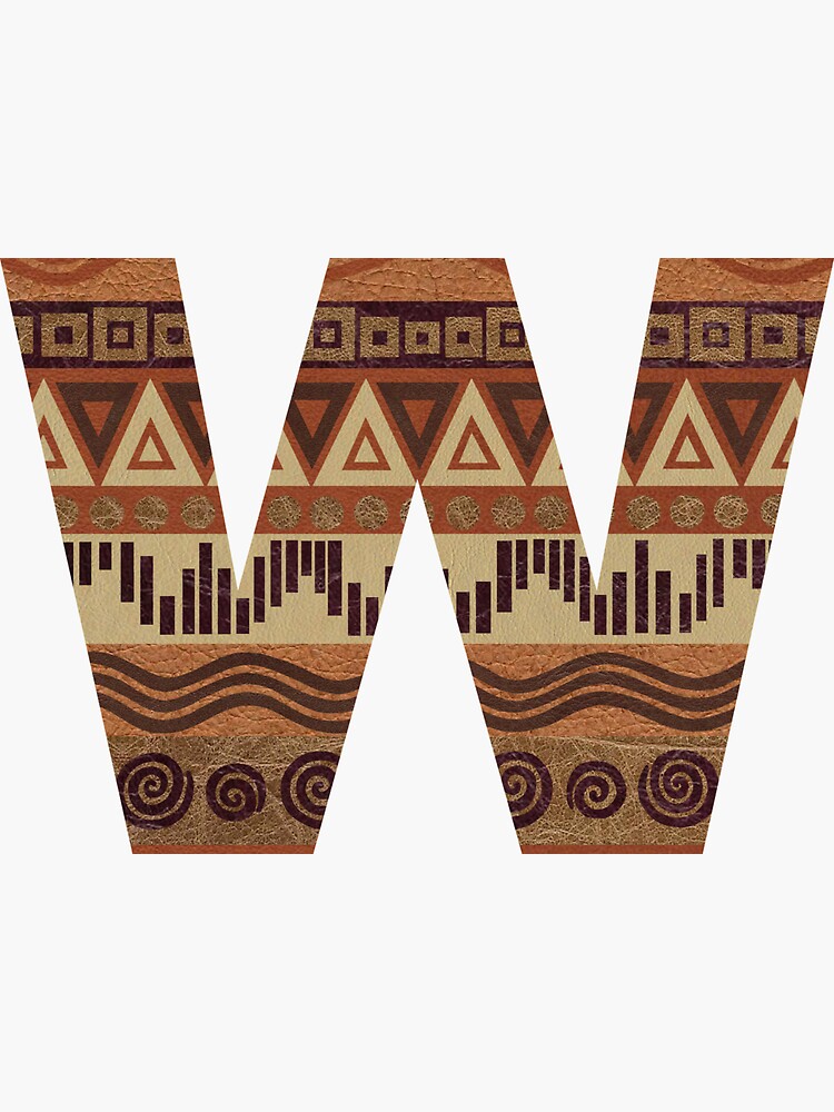 "Letter W Leather Look Pattern Tribal Ethnic Monogram Initial" Sticker ...
