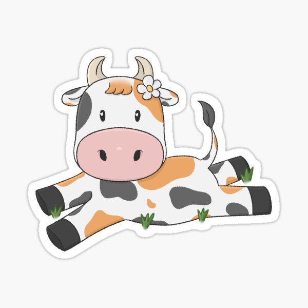 "Calico Cow Cartoon Drawing Cute" Sticker by taschaivy | Redbubble