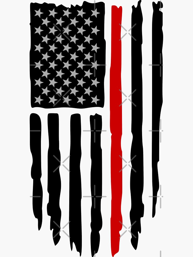 "Thin Red Line Distressed Flag" Sticker for Sale by FineAndDandyTN ...