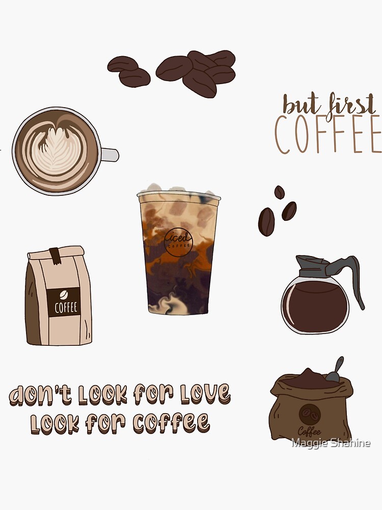 "coffee sticker pack" Sticker for Sale by maggieshahine | Redbubble
