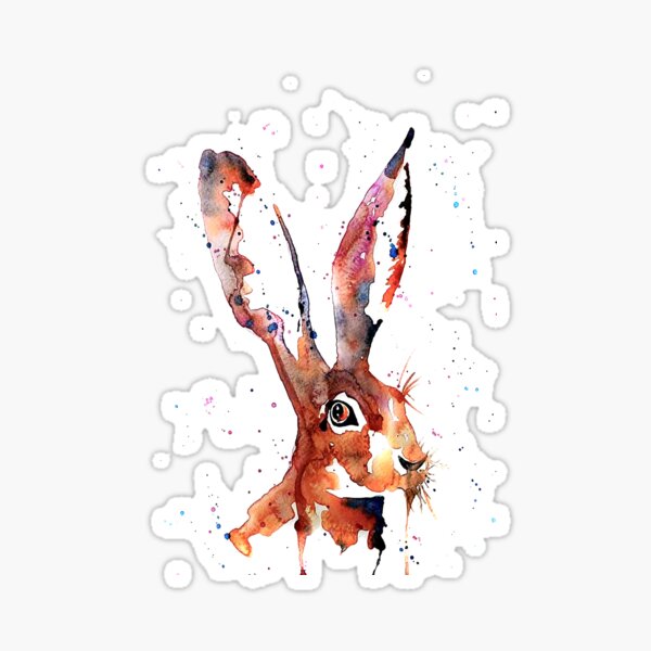 "Hare Watercolour Art" Sticker by EdsWatercolours | Redbubble
