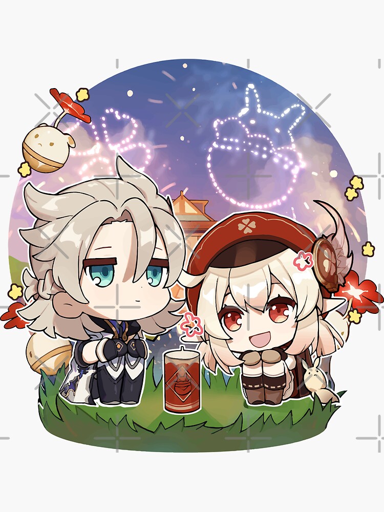 "Genshin Impact - Chibi Klee And Albedo - Official Artwork" Sticker by ...