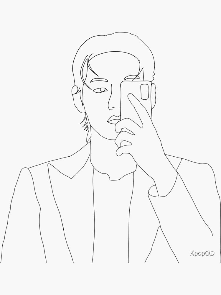 "BTS V Line Art" Sticker for Sale by KpopOD | Redbubble