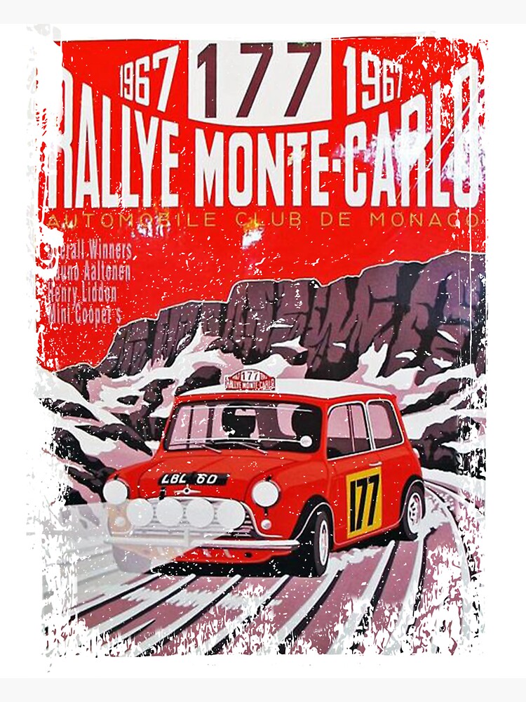 "Faded Retro Style 1967 Monte Carlo Rally Poster" Sticker by ...