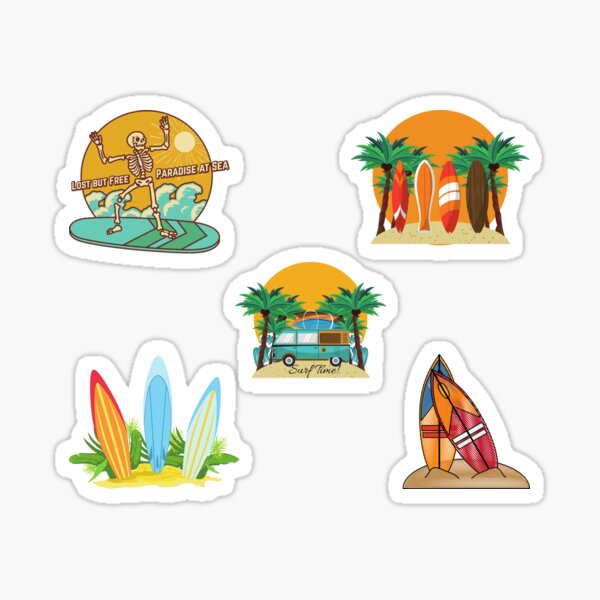 "A Fun Day at the Beach Surf Boarding and Skimboarding " Sticker for ...