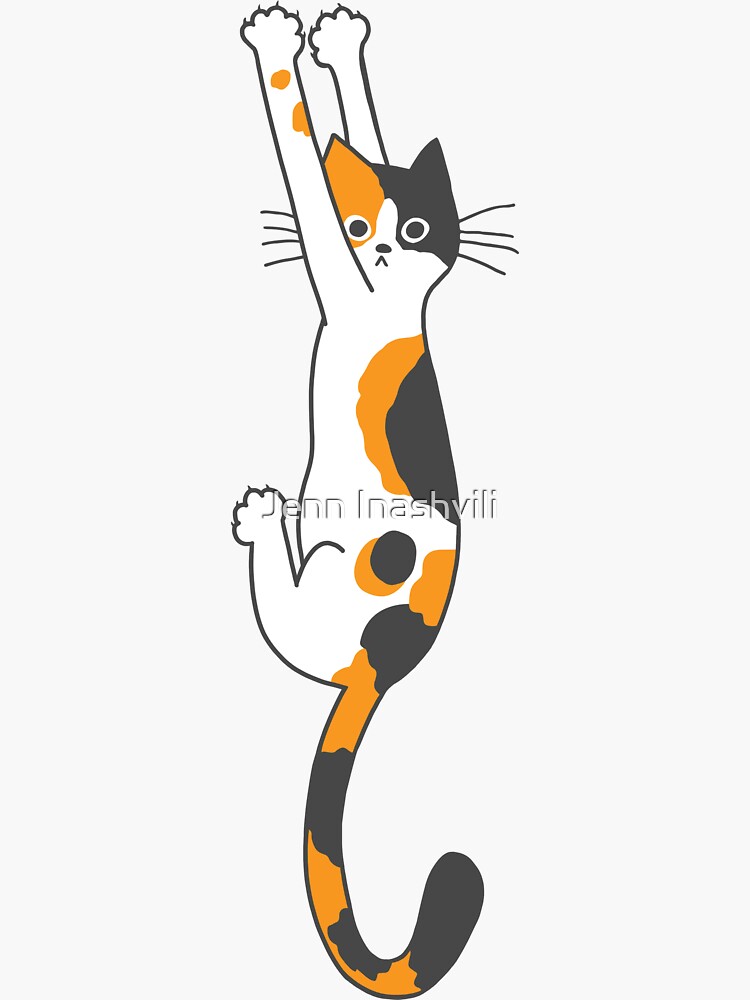 "Calico Cat Hanging On " Sticker for Sale by ShortCoffee | Redbubble