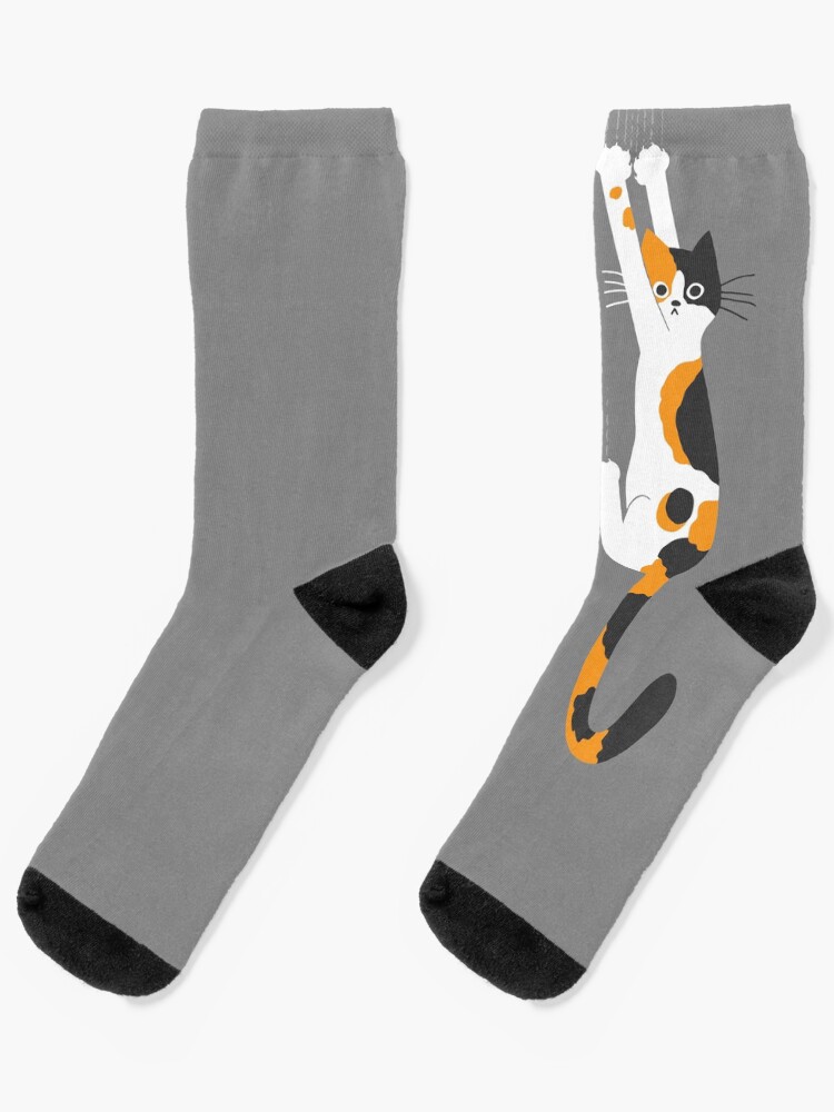 "Calico Cat Hanging On " Socks for Sale by ShortCoffee | Redbubble