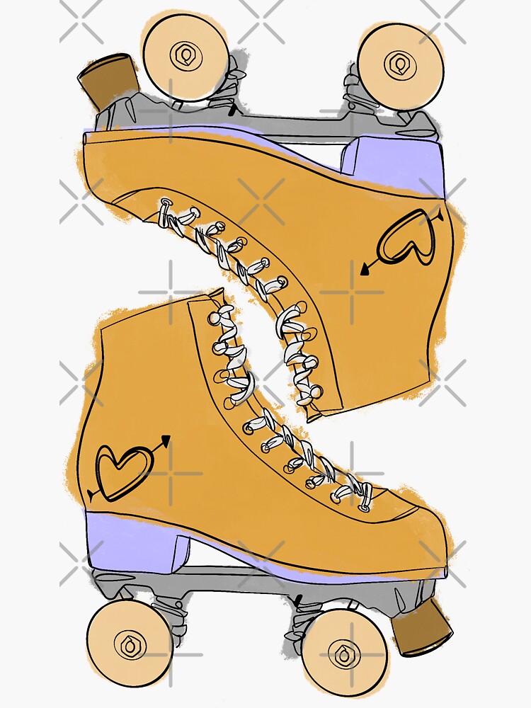 "Gold Watercolour Rollerblades " Sticker for Sale by willowsbunnies ...