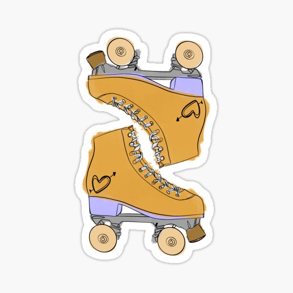"Gold Watercolour Rollerblades " Sticker for Sale by willowsbunnies ...