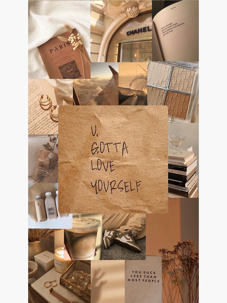 "Cute brown aesthetic collage" Sticker by martiqued | Redbubble
