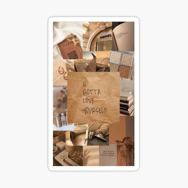 "Cute brown aesthetic collage" Sticker by martiqued | Redbubble