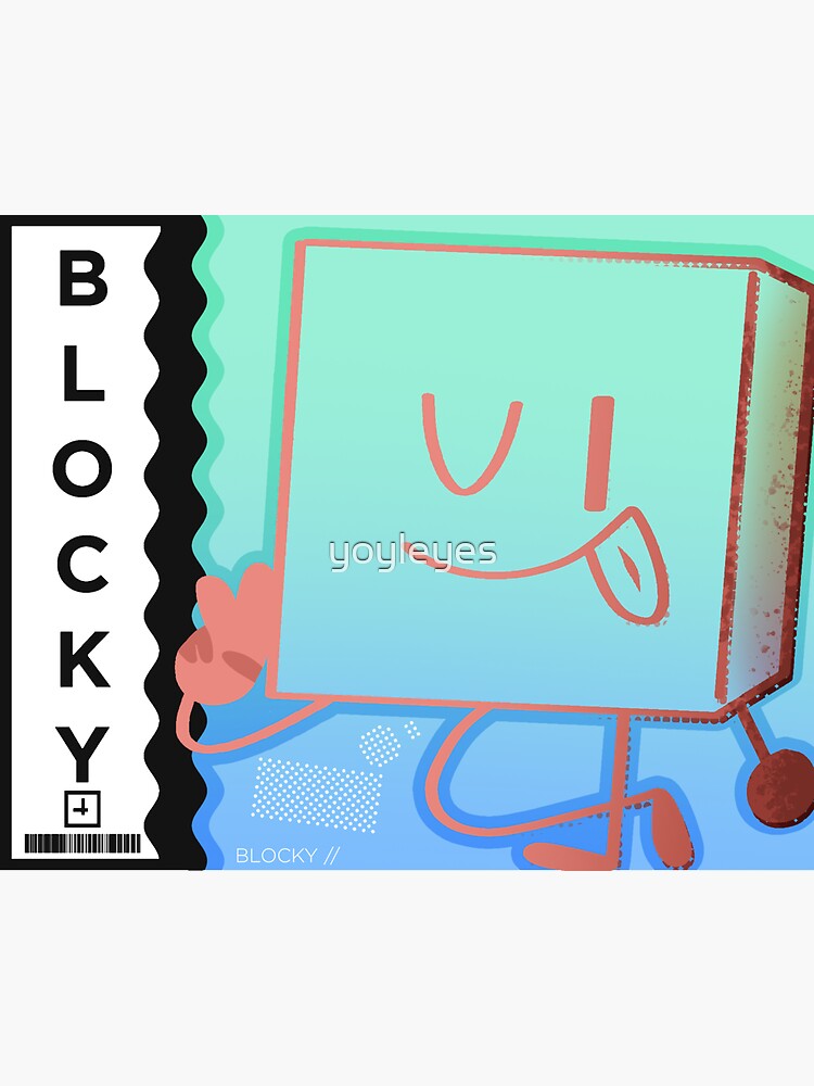 "Blocky (From BFB) | Redesigned" Sticker for Sale by yoyleyes | Redbubble