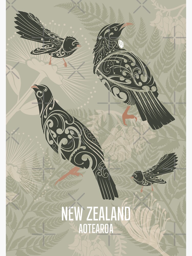 "New Zealand Native Birds and Flora " Sticker for Sale by Kiwidom ...