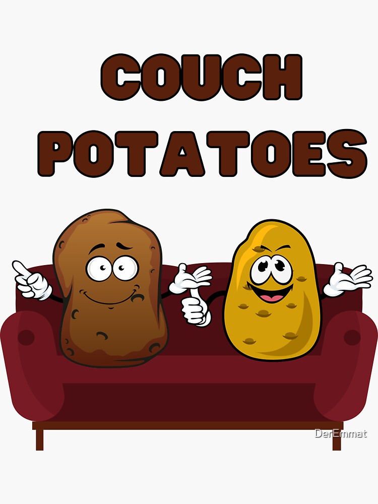 "Couch potatoe lazy potato comic chilling" Sticker by DerEmmat | Redbubble