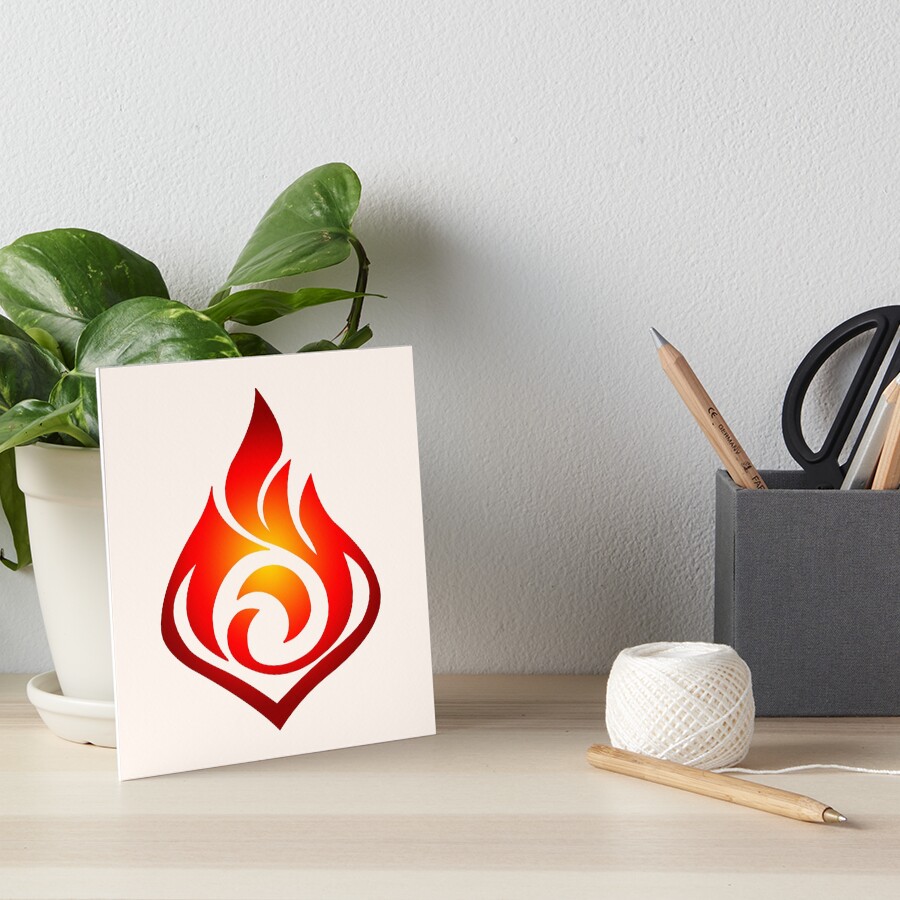 "Pyro Symbol Genshin Impact (bright)" Art Board Print by LokittyLevi ...