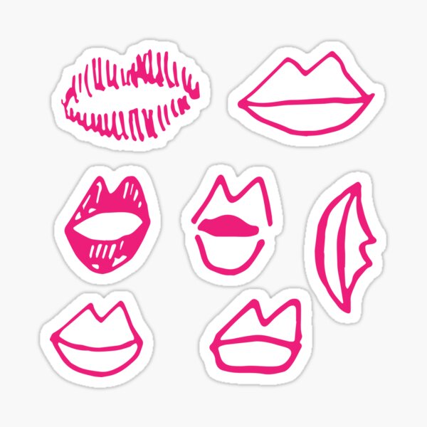 "Lips & Kisses Doodle Sticker pack - Hot pink" Sticker for Sale by ...
