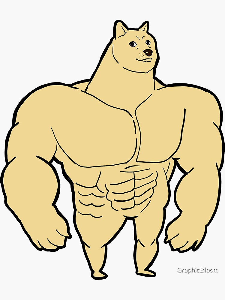 "Muscle shiba inu MEME" Sticker for Sale by GraphicBloom | Redbubble