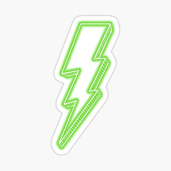 "Green neon lightning bolt" Sticker by Fuyuji | Redbubble