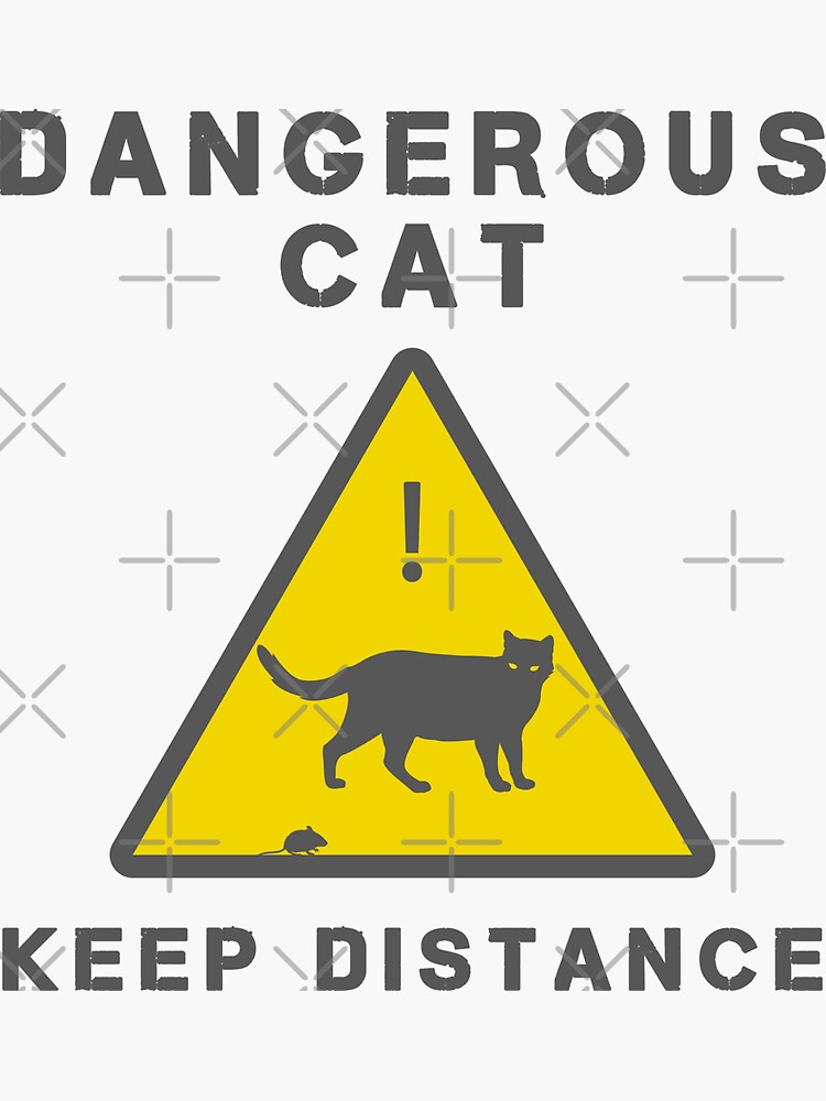 "Dangerous Cat Warning sign keep distance" Sticker by Blackvz | Redbubble