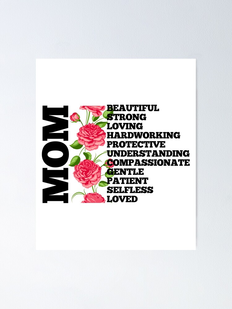 "MOM Adjectives (words describing mom)" Poster for Sale by ToatShops ...