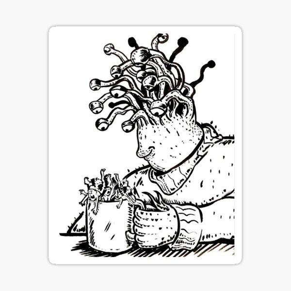 "Alien Breakfast" Sticker by ColdFootArt | Redbubble