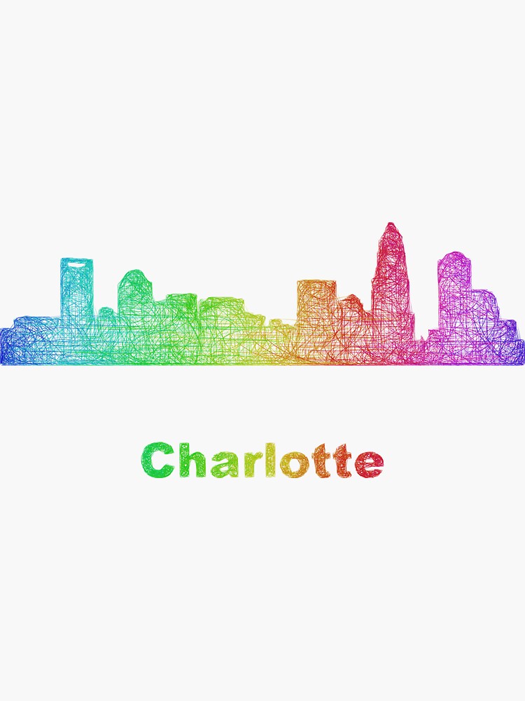 "Rainbow Charlotte skyline" Sticker for Sale by davidzydd | Redbubble