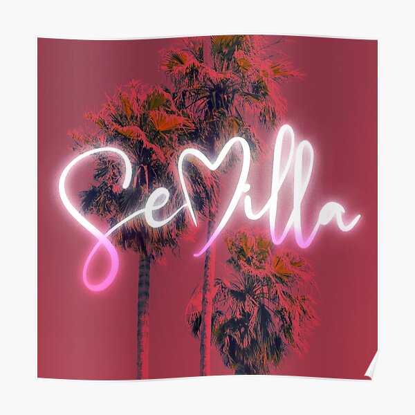 "Love Sevilla Pink Neon Palm Trees" Poster by TomaQueToma | Redbubble